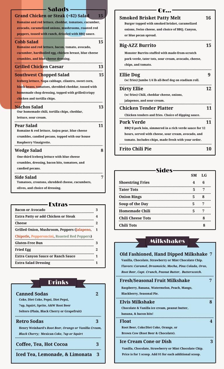 Menu – Canyon Grill